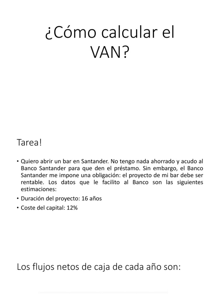 Cómo calcular el VAN de un proyecto | PDF