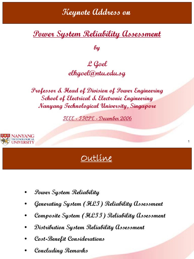 Power System Reliability Assessment: Keynote Address On | PDF | Cost ...