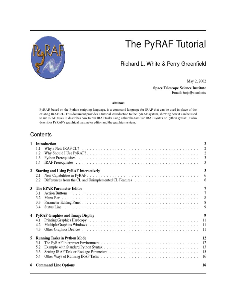 Pyraf Tutorial | PDF | Parameter (Computer Programming) | Menu (Computing)