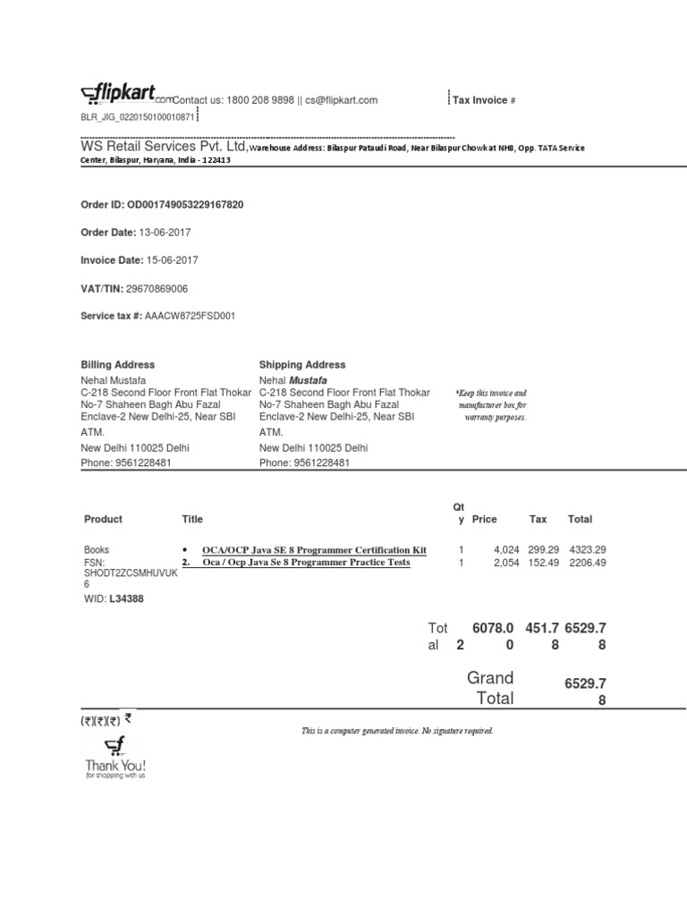 WS Retail Services Pvt. LTD,: Tax Invoice | PDF | Invoice | Economies