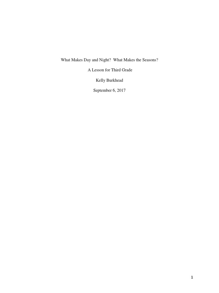 Day and Night Lesson Plan for Grade 3 | PDF | Educational Assessment ...