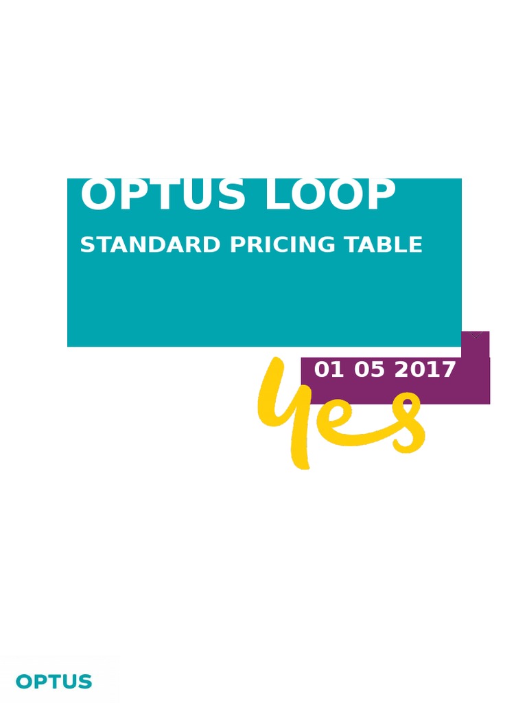 Optus Loop: Standard Pricing Table | PDF | Long Distance Calling | Fee