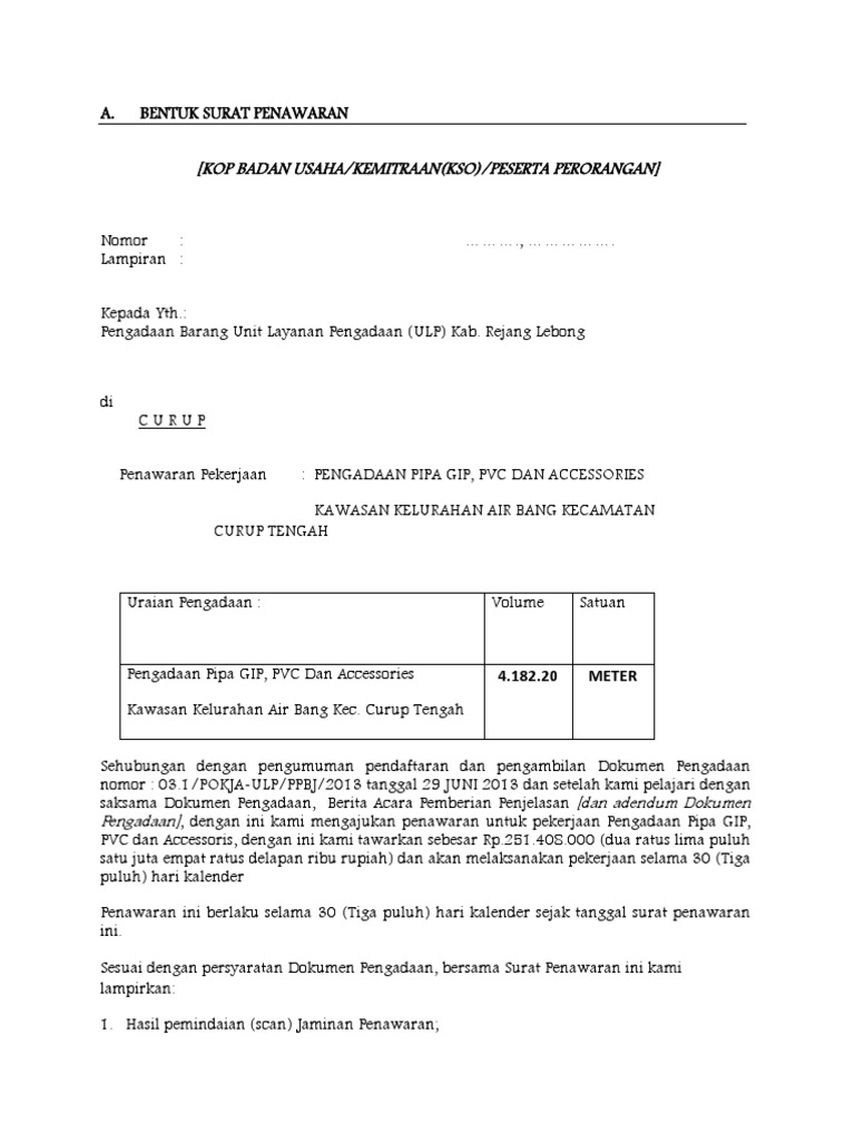 Contoh Surat Penawaran | PDF