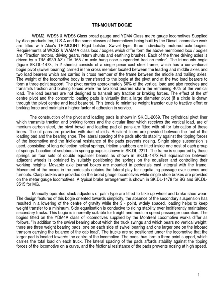 Alco Tri-Mount Bogie Details | PDF | Bearing (Mechanical) | Suspension ...