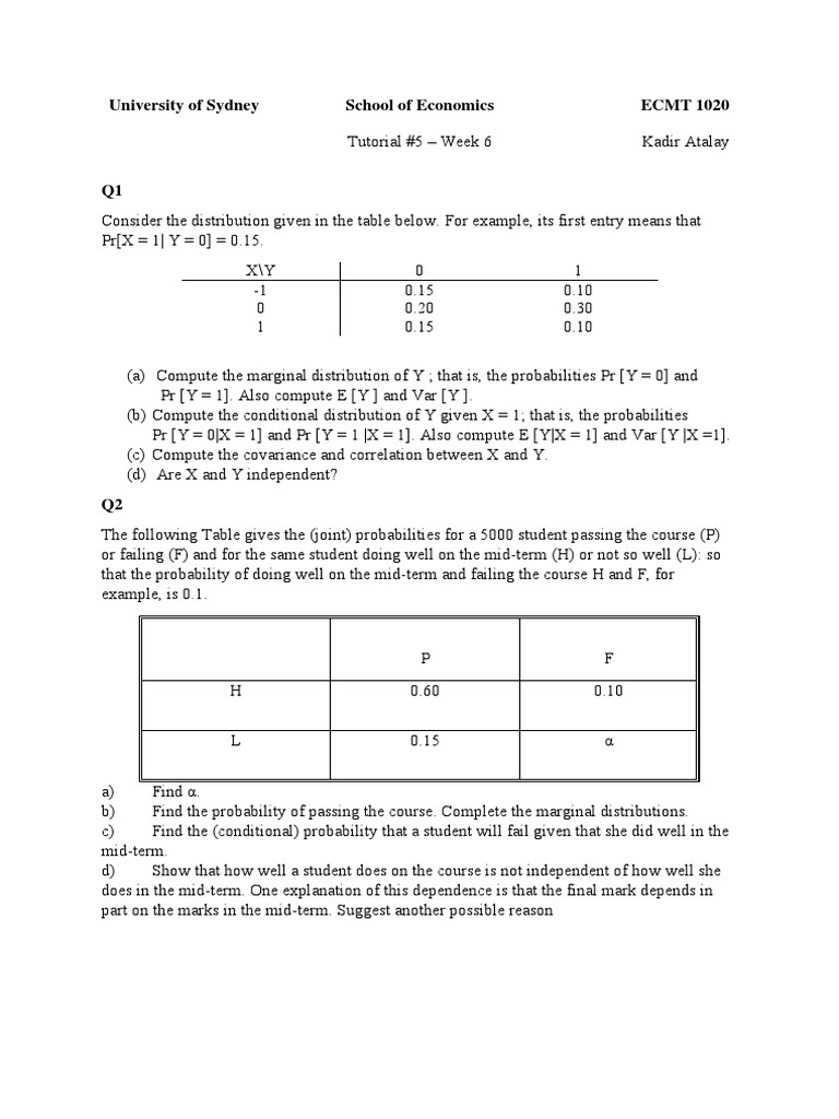 ECMT1020 - Week 06 Workshop | PDF | Coefficient Of Determination ...