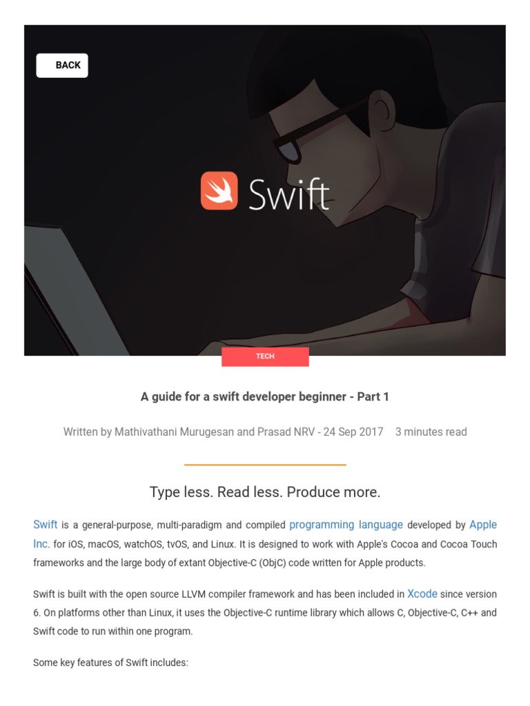 Guide For A Swift Developer Beginner Part I TORUS TECH | PDF | Swift ...