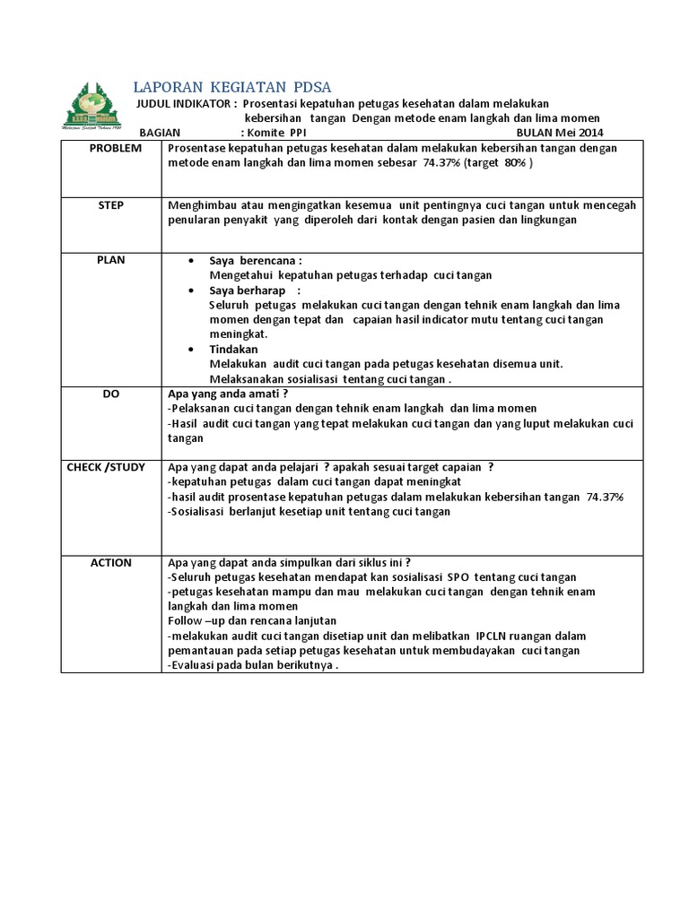 Laporan Kegiatan Pdsa Mei 2014 | PDF