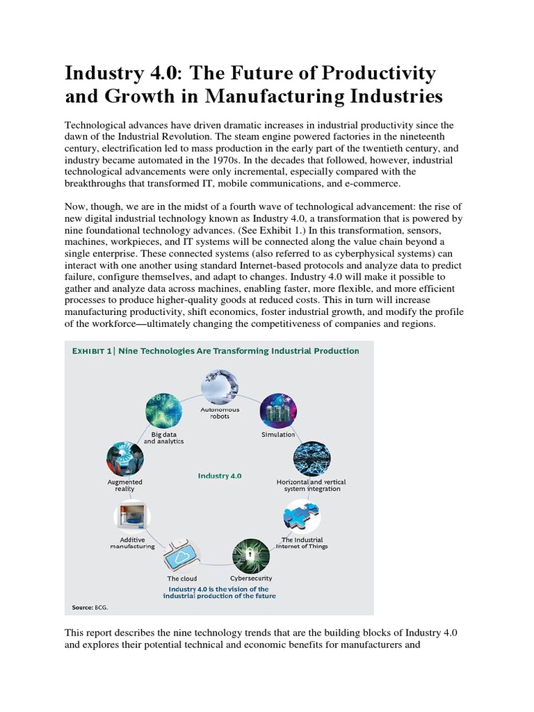 Industry 4.0: The Future of Productivity and Growth in Manufacturing ...