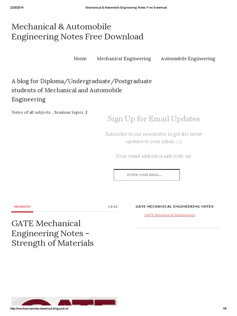 Mechanical & Automobile Engineering Notes Free Download: Sign Up For ...