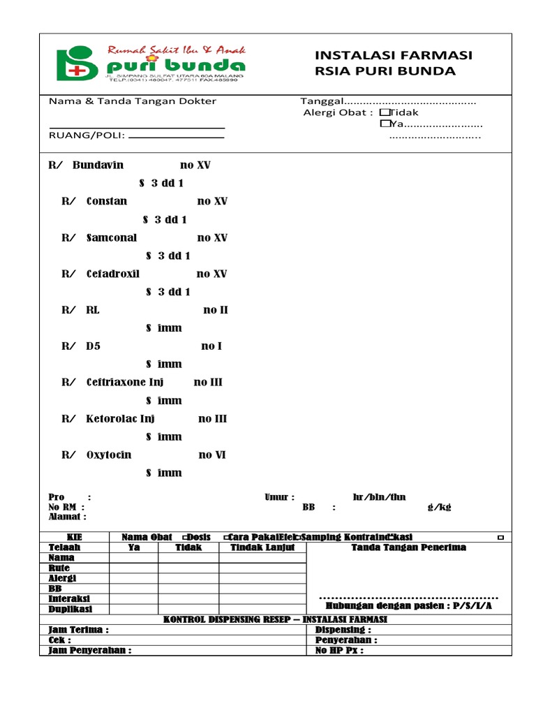 Form Instalasi Farmasi | PDF