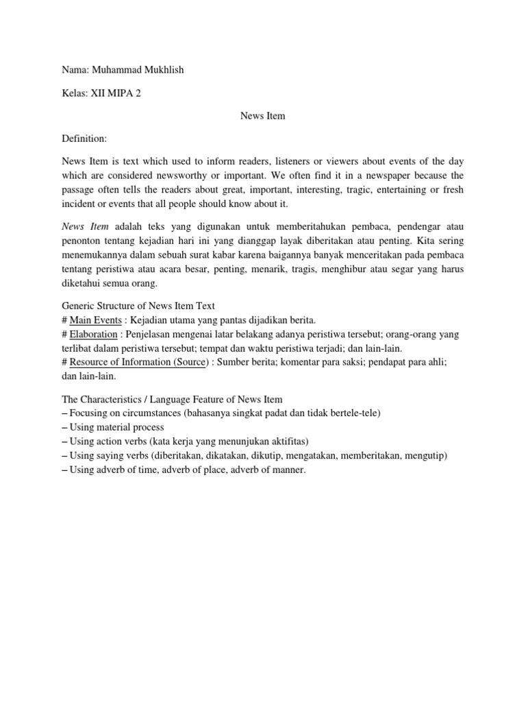 Definisi dan Struktur News Item | PDF