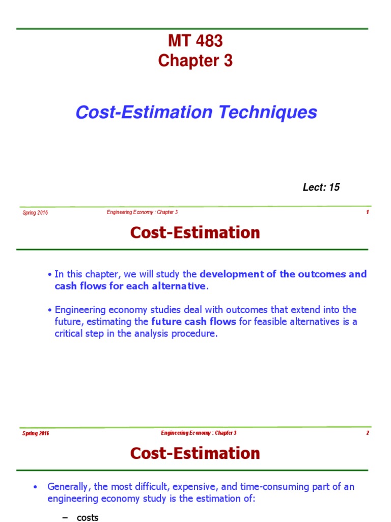MT483 Chap3 Cost-Estimation Techniques | PDF | Top Down And Bottom Up ...