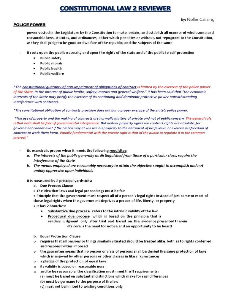 Consti 2 Reviewer - Midterms (Theories) | PDF | Due Process Clause | Common Law