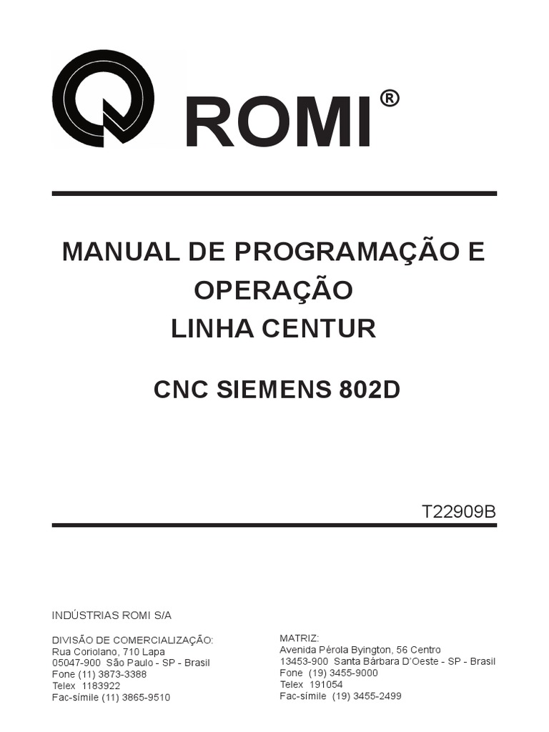 Manual de Programacao 802d Siemens | PDF | Máquinas | Função (Matemática)