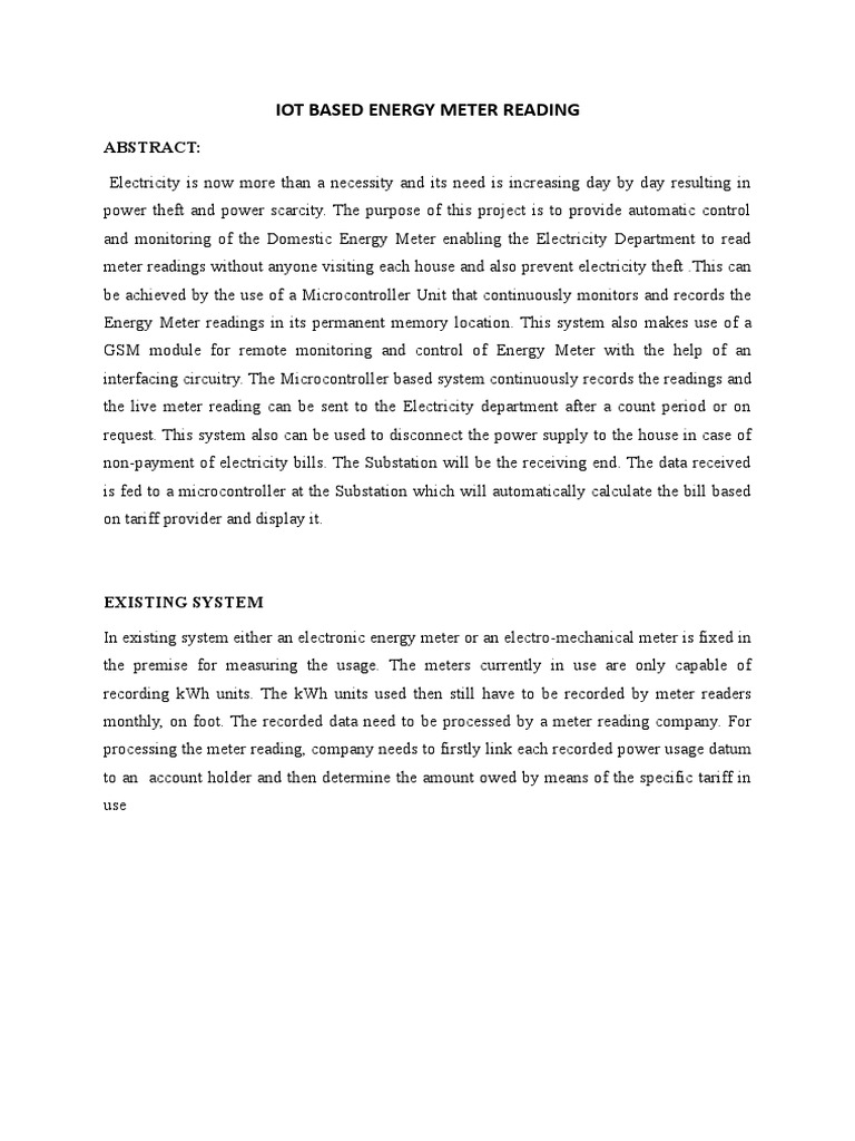 Iot Based Energy Meter Reading | PDF | Internet Of Things | Arduino
