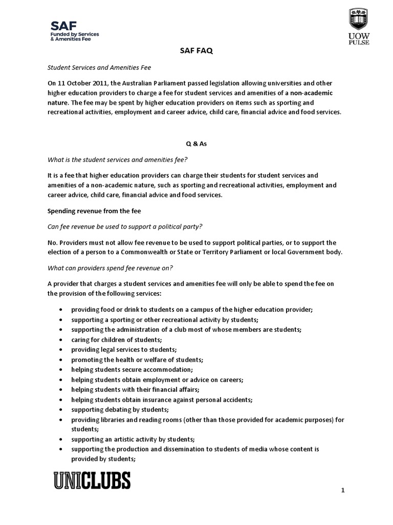 Understanding the Student Services and Amenities Fee (SAF): Purpose ...