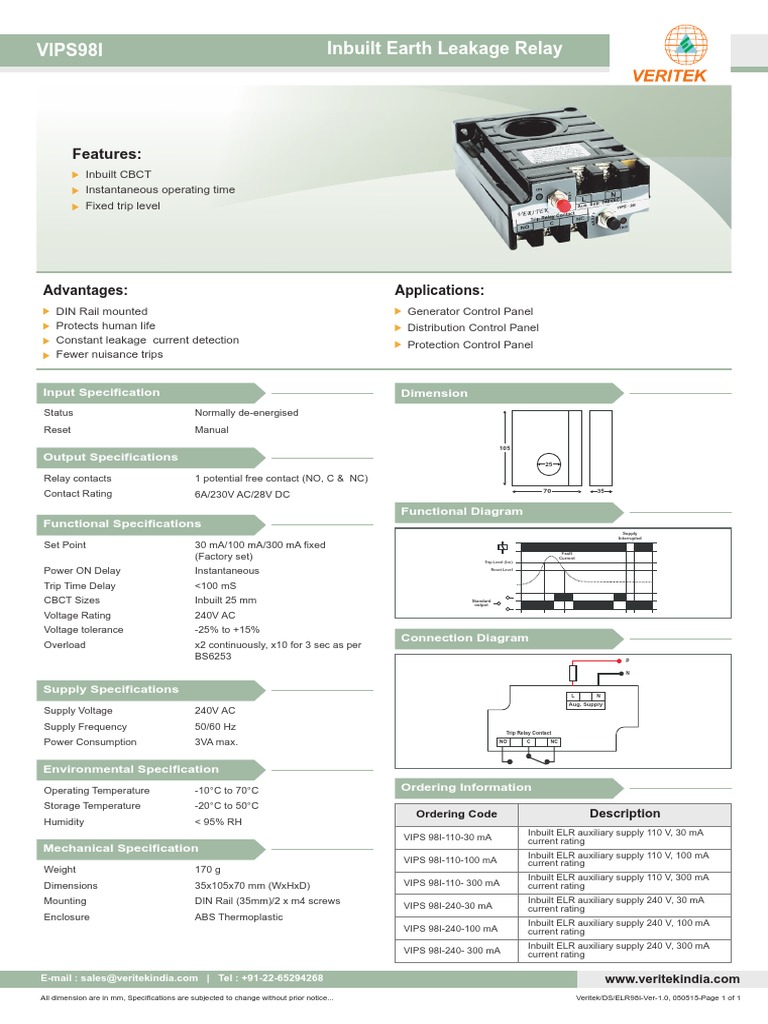 Vips 98 I | PDF | Relay | Alternating Current