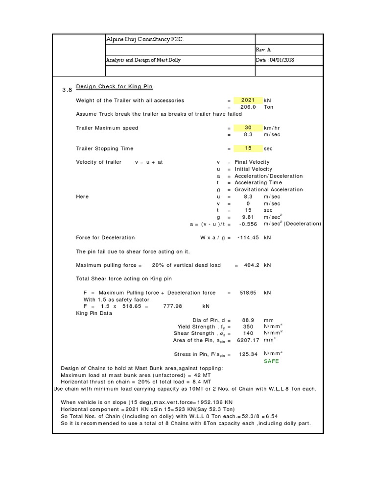 Alpine Burj Consultancy FZC.: Design Check For King Pin | PDF ...
