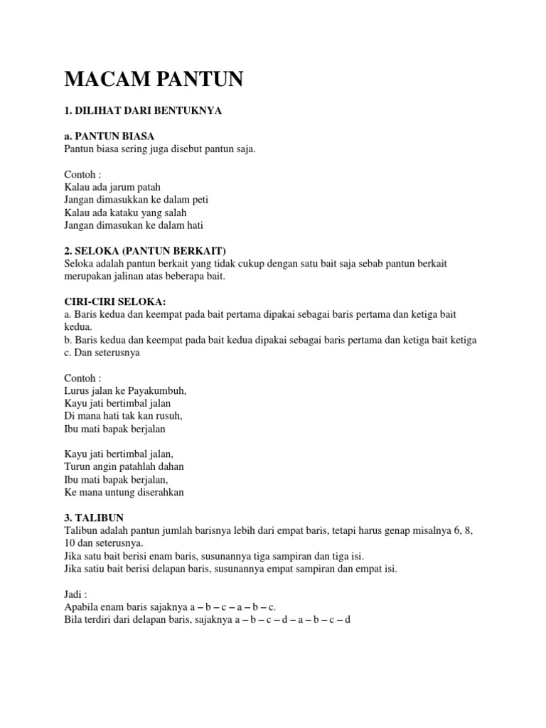 Macam Pantun | PDF