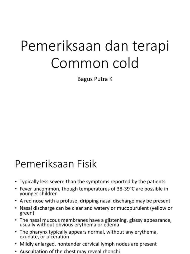 Pemeriksaan Dan Terapi Common Cold | PDF
