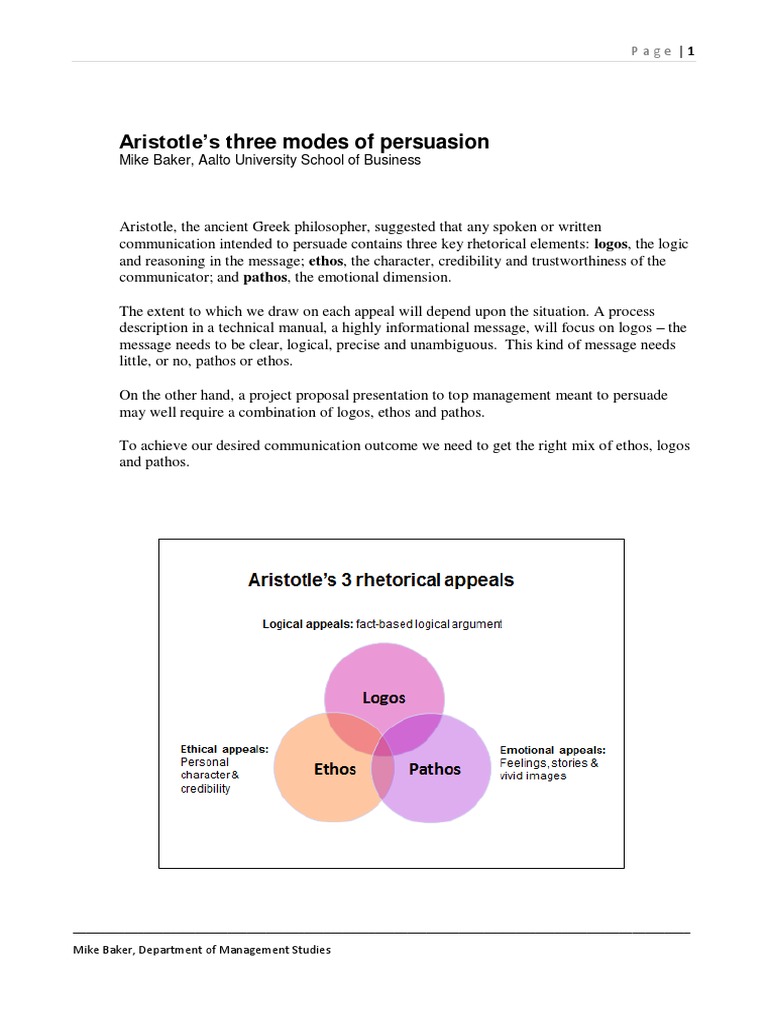 Aristotle’s three modes of persuasion | Logos | Persuasion