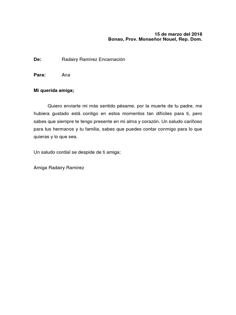 Carta de Pesame | PDF
