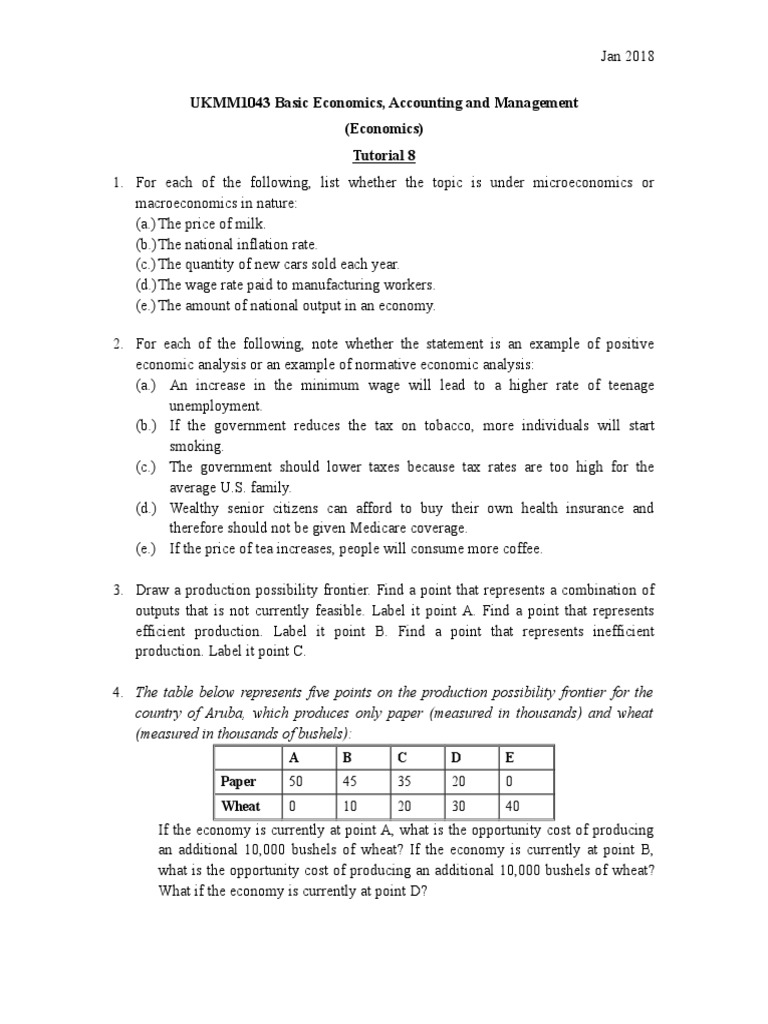 Economics Tutorial: Micro & Macro Concepts | PDF | Economic Equilibrium ...