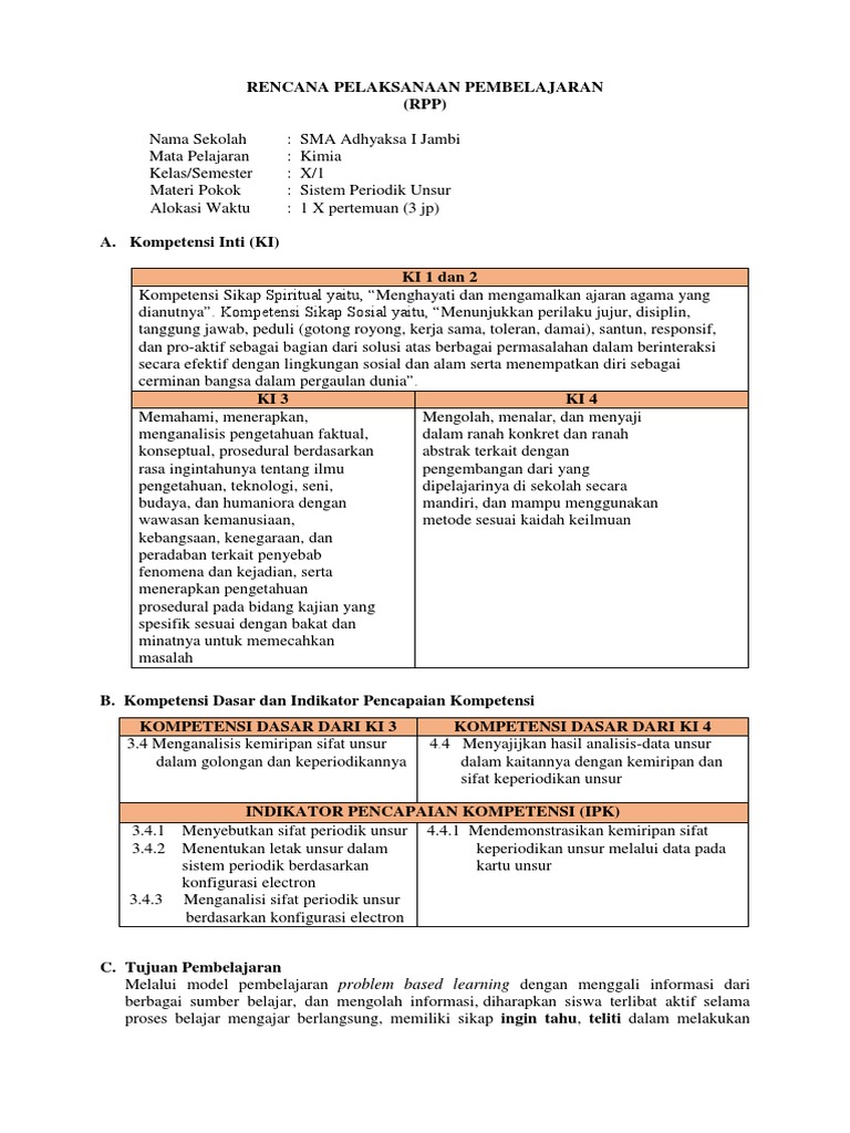 RPP - 3.4 Sifat Periodik Unsur Balon | PDF