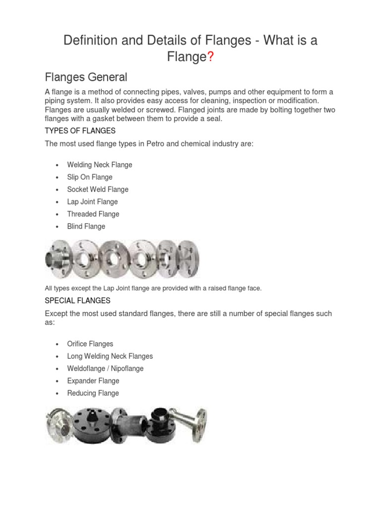 Definition and Details of Flanges | PDF | Pound (Mass) | Pipe (Fluid ...