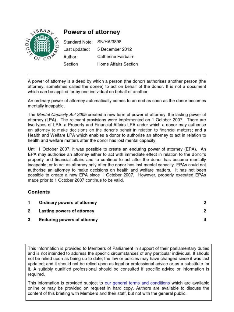 Poa Uk | PDF | Power Of Attorney | Social Institutions