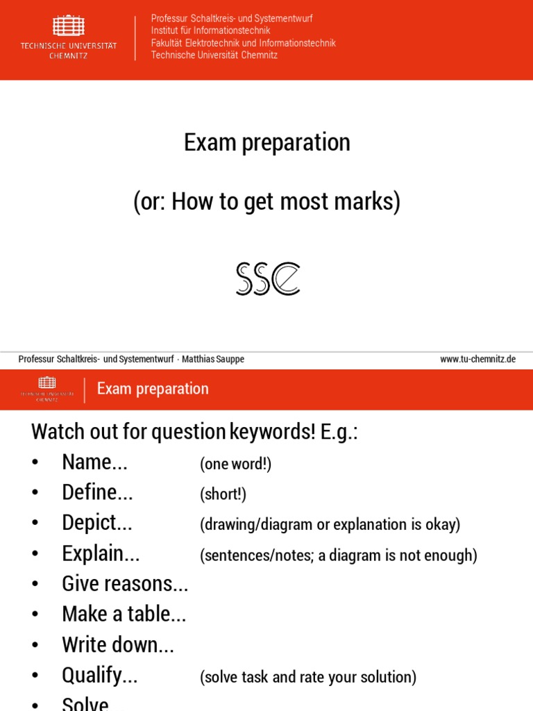 Exam Preparation (Or: How To Get Most Marks) | PDF