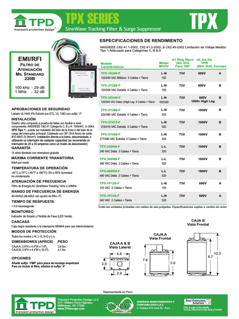 TPX Data Sheet - esp.pdf | Ingenieria Eléctrica | Electricidad