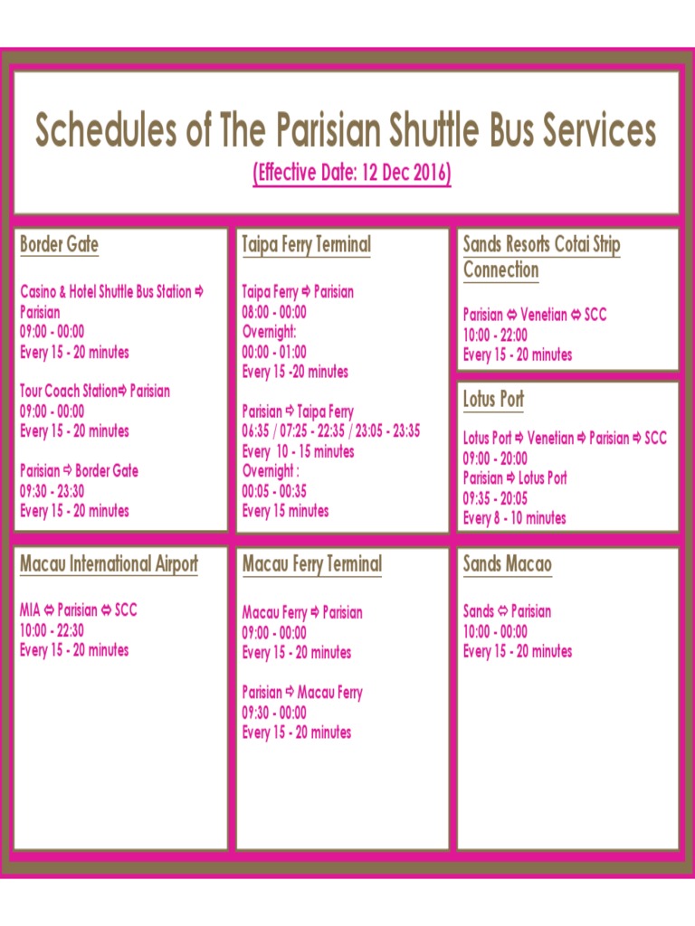 PM Shuttle Schedule-En | PDF