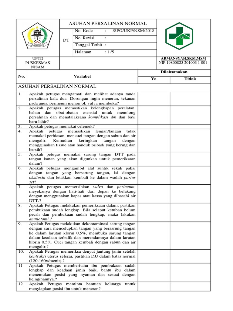 Daftar Tilik Apn | PDF