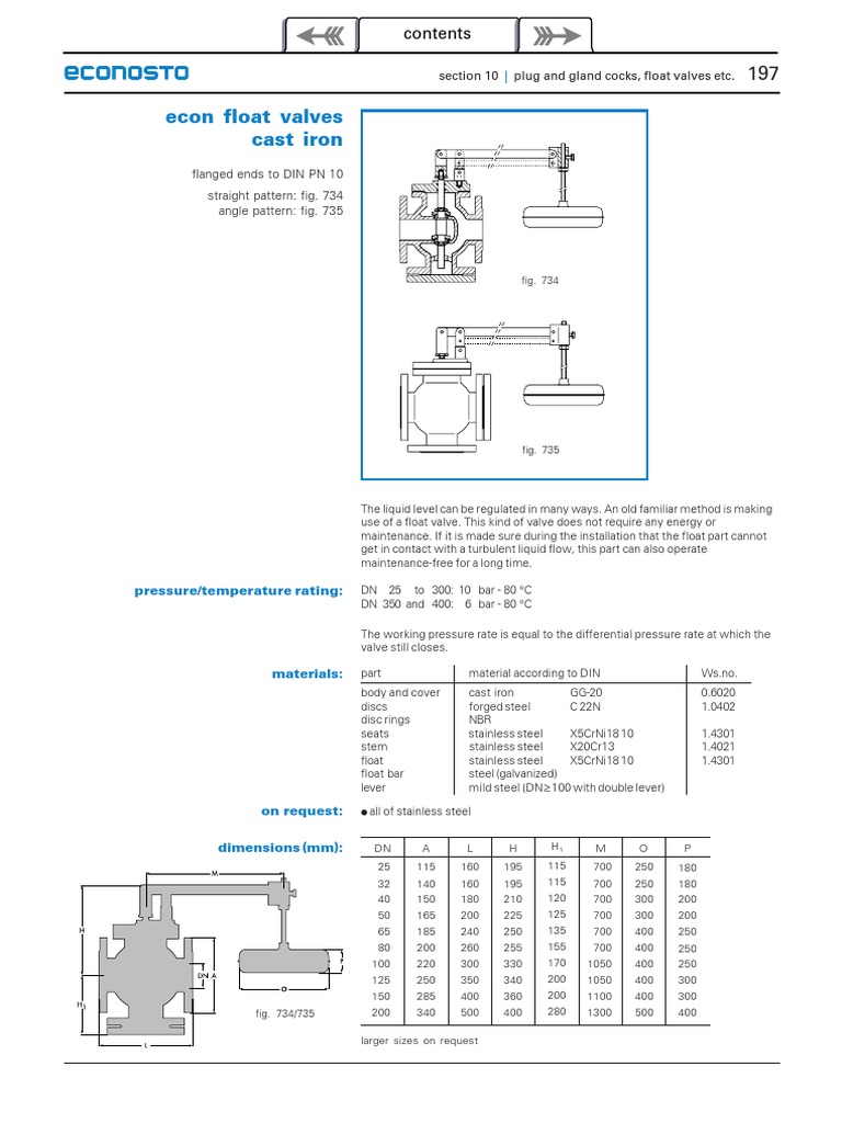 Econ Float Valves Cast Iron: Section 10 Plug and Gland Cocks, Float ...