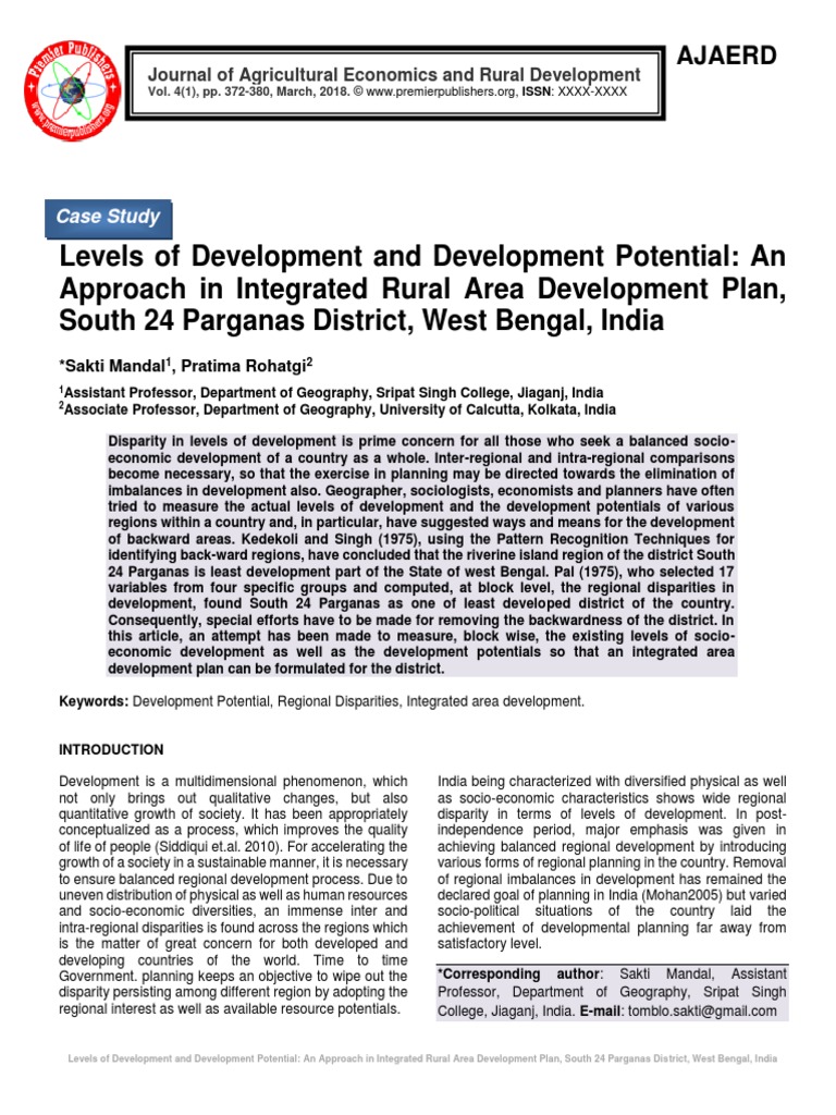 Levels of Development and Development Potential: An Approach in ...