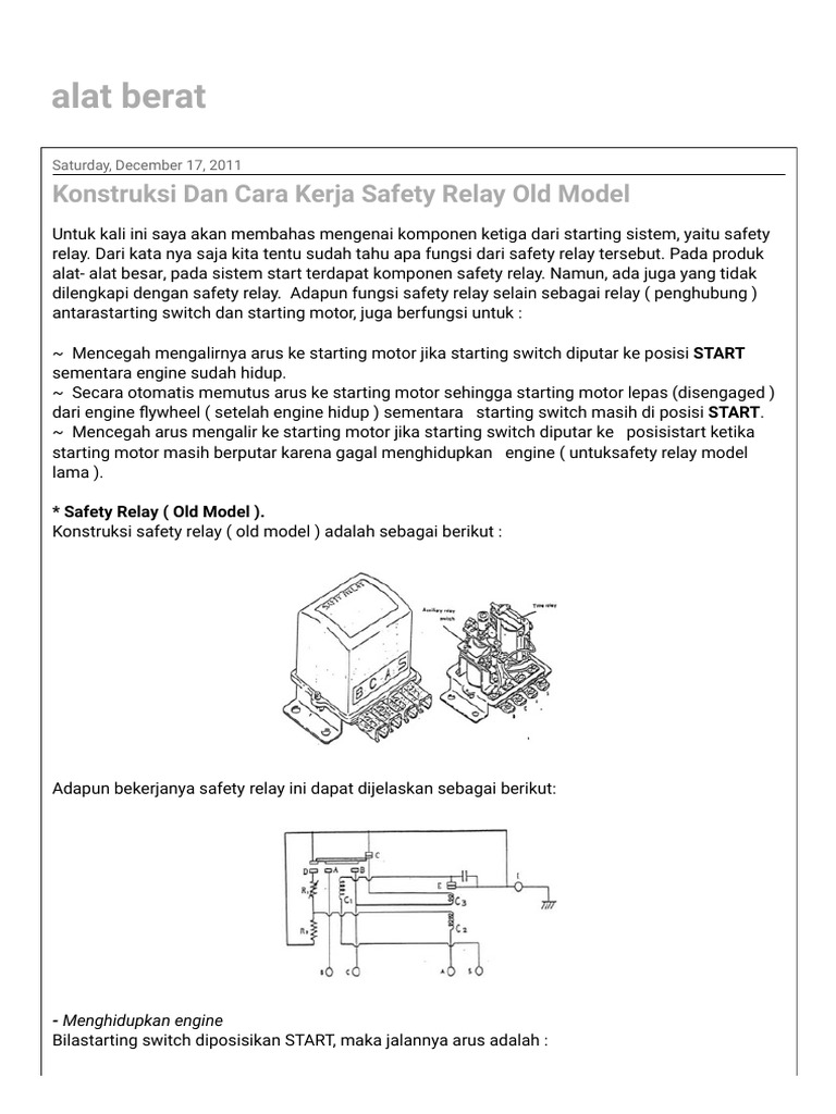 #Safety Relay Old Model-Alat Berat - Konstruksi Dan Cara Kerja Safety ...