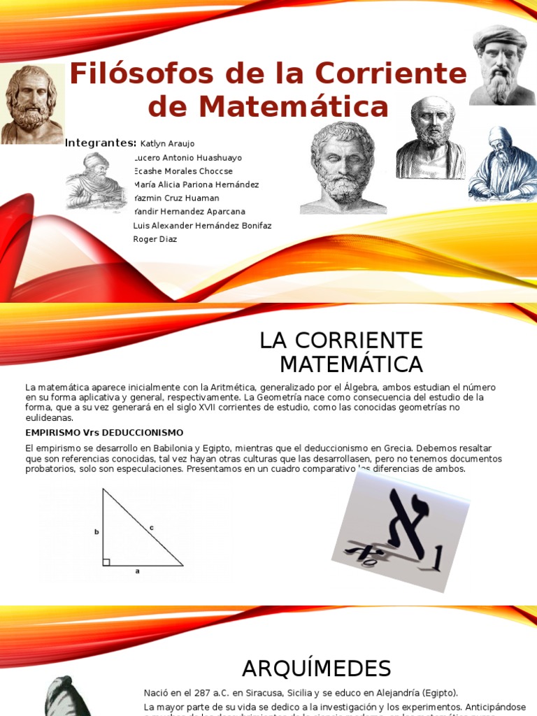 Filósofos de La Corriente de Matemática | PDF | Pitágoras | Relativismo
