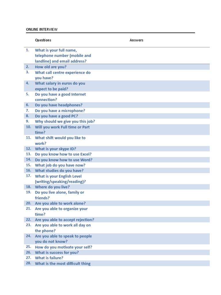 Online Interview Questions Answers | PDF | Communication