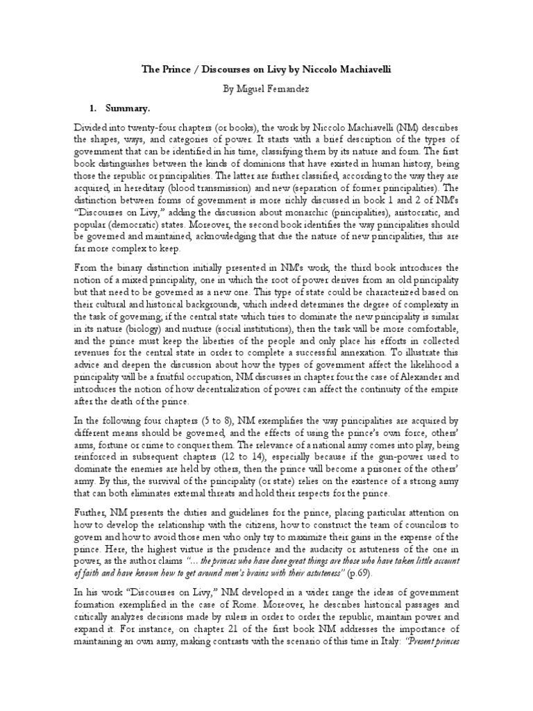 The Prince / Discourses On Livy by Niccolo Machiavelli | PDF | The ...