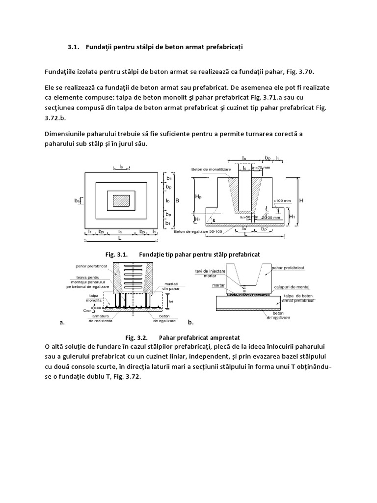 Fundaţii Pentru Stâlpi de Beton Armat Prefabricați PDF | PDF
