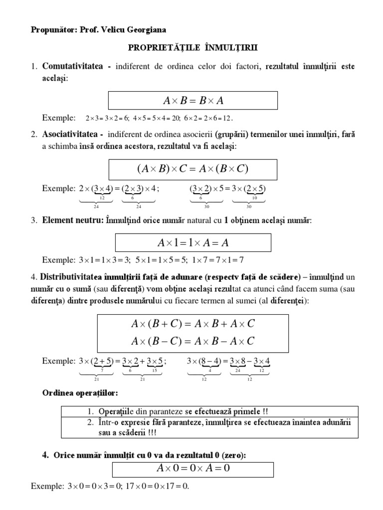 Proprietatile Inmultirii Cls - III | PDF