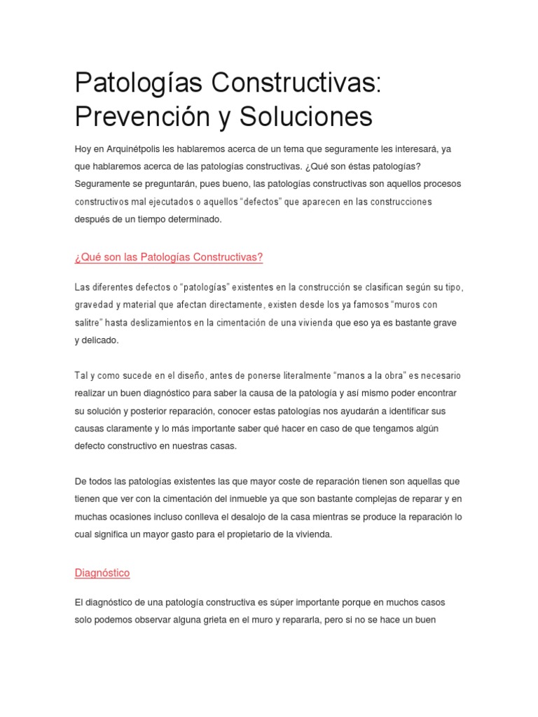 Patologías Constructivas | PDF | Fundación (Ingeniería) | Diseño