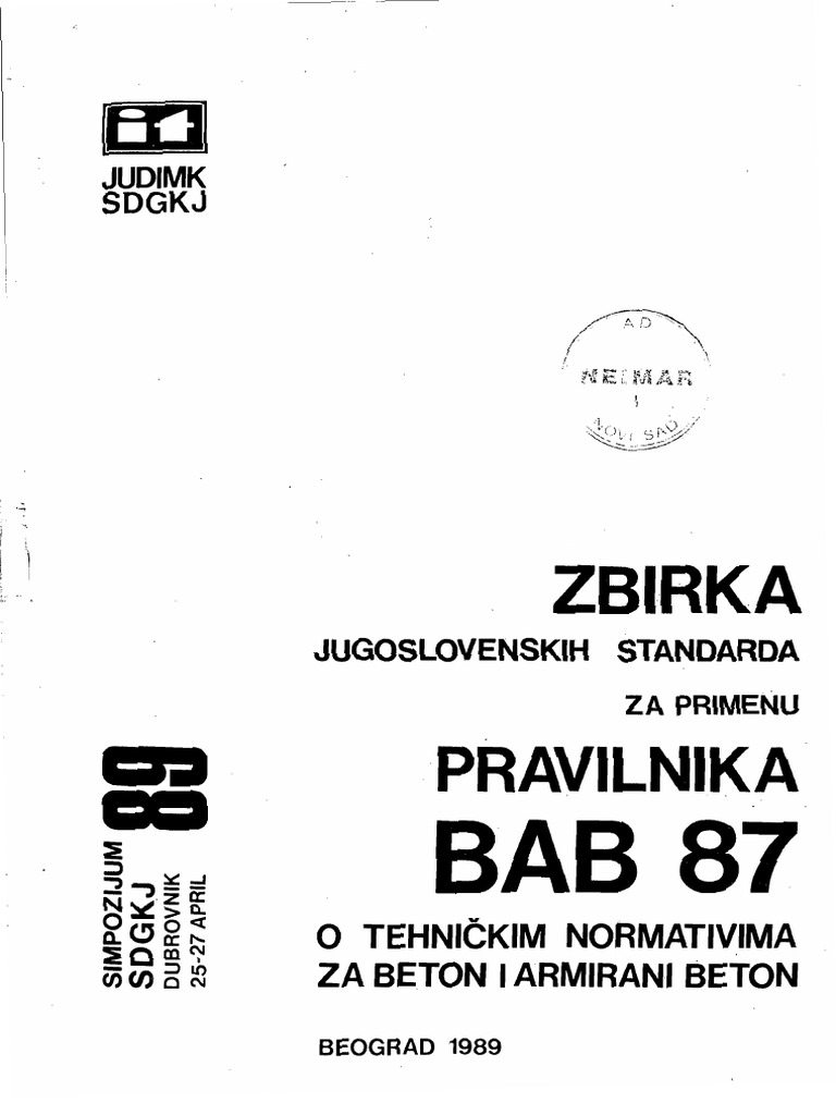 Zbirka Jugoslovenskih Standarda BAB87 | PDF