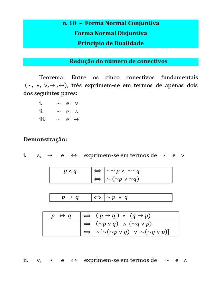 Forma normal conjuntiva e forma normal disjuntiva | PDF | Lógica ...