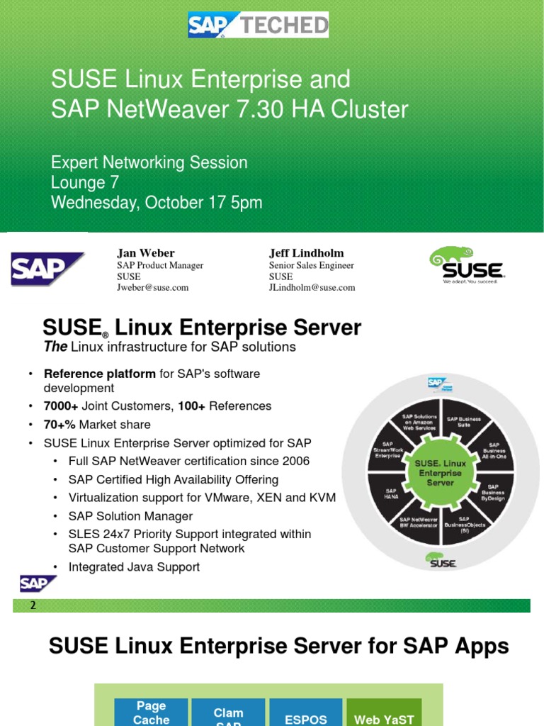 SUSE Linux Enterprise and SAP NetWeaver 7.30 HA Cluster | PDF | Sap Se ...