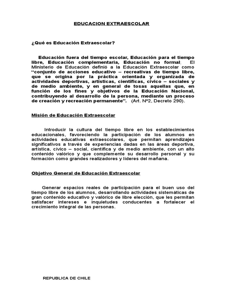Educacion Extraescolar | PDF | Modificación de comportamiento | Educación avanzada