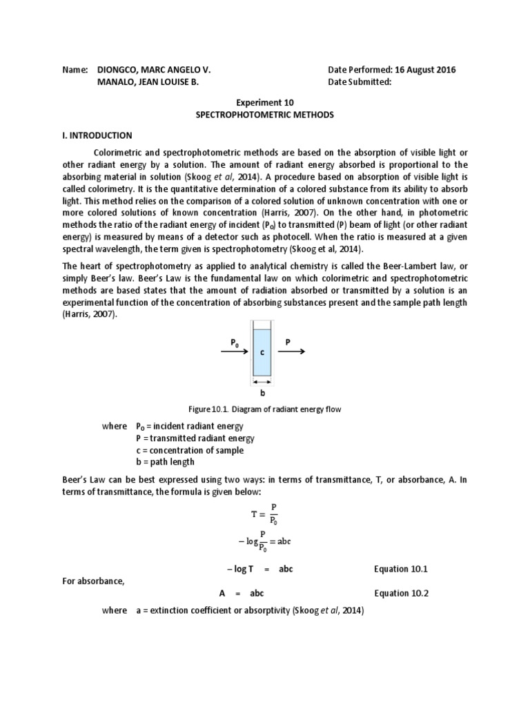 Spectrophotometric Analysis of CuSO4 | PDF | Spectrophotometry | Absorbance