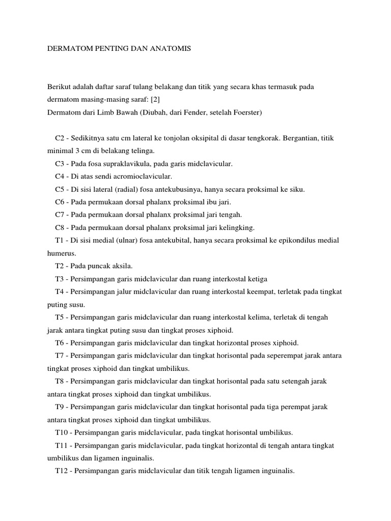 Dermatom C6-C8 dan Fungsinya | PDF