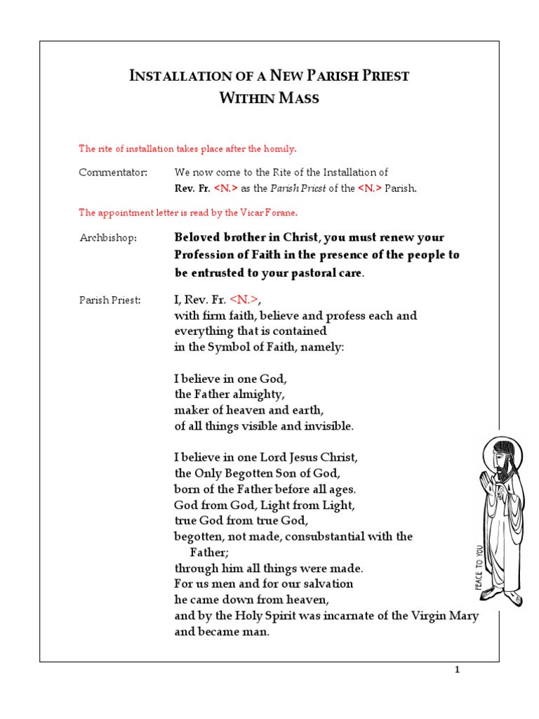 Installation of A New Parish Priest - Template | God The Father ...